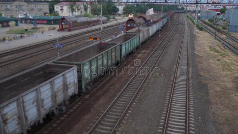 Empty Freight Train Wagons Moving Top View Stock Video - Video of ...