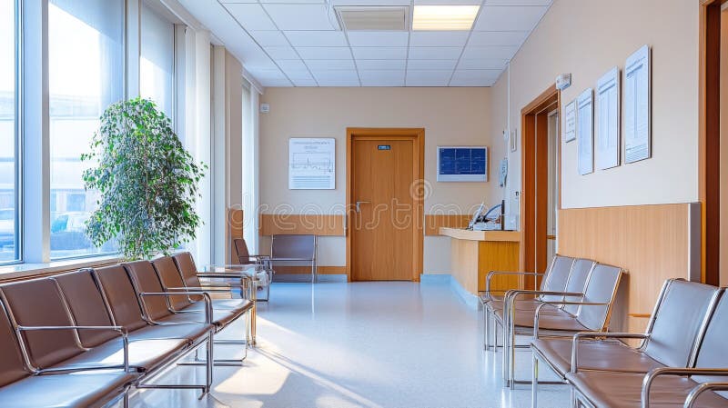 Empty Waiting Area in Modern Hospital or Clinic Stock Illustration ...