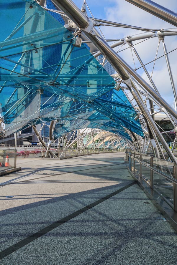 Walk Way on the Helix Bridge in Singapore Editorial Stock Image - Image ...