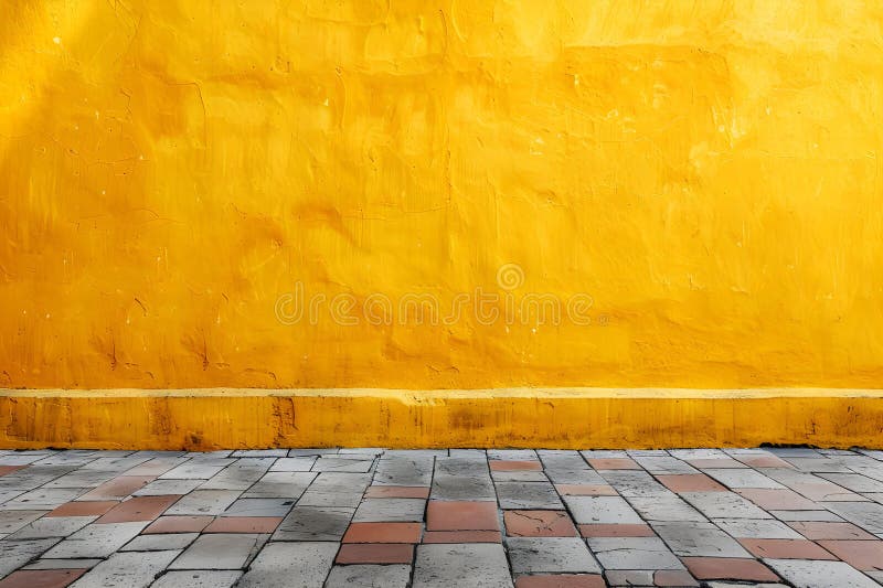 Empty Wall Background for Mock Up with Copy Space. a Yellow Wall with a ...