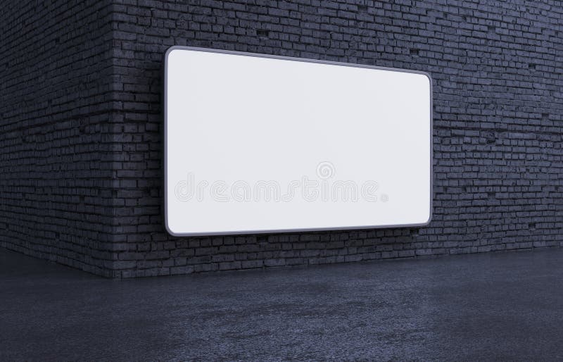 Empty Wall Corner Luminous LED Banner, Screen Billboard Mockup Stock ...