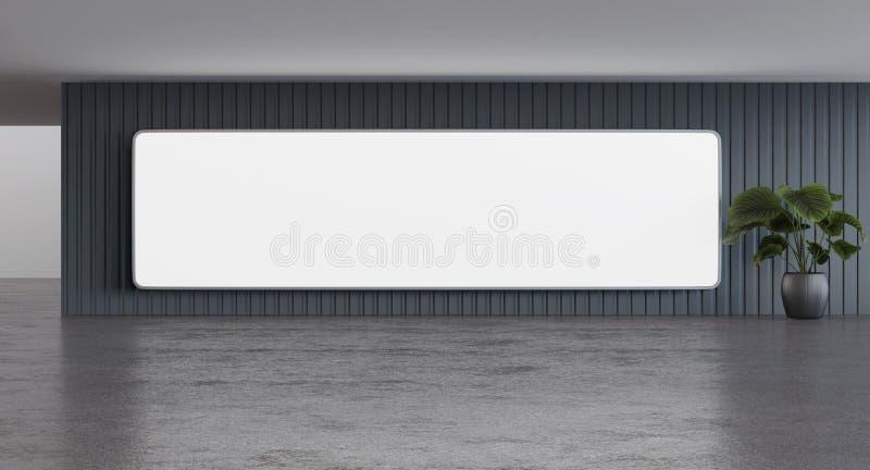 Empty Wall Luminous Wide Screen LED Banner, Front View, Indoor Screen ...