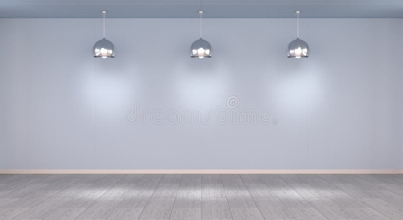 Empty Wall in Museum with Lights 3D Rendering Stock Illustration ...