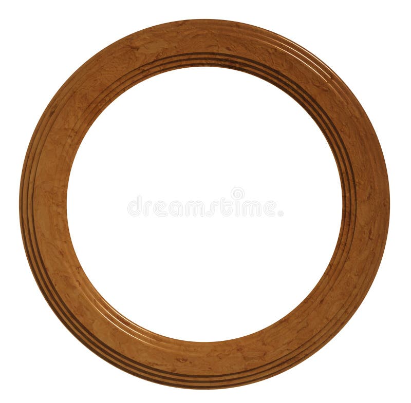 Empty Wall Round Frame Made of Varnished Wood on Isolated Background ...