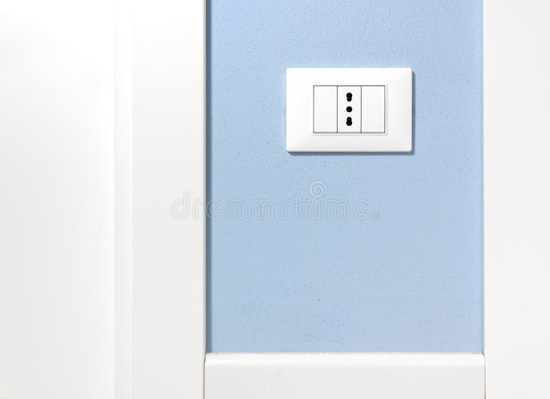 Empty Wall Socket on a Blue Wall Stock Photo - Image of baseboard ...