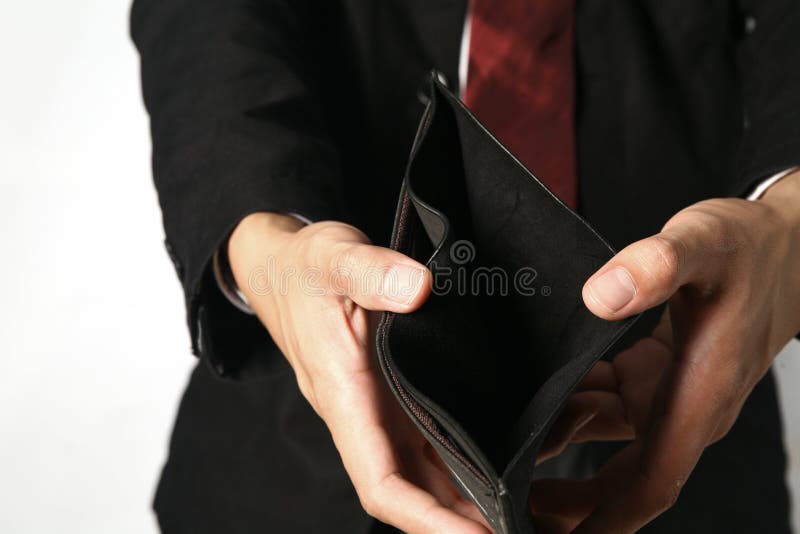 Empty Wallet with Business Hands Stock Photo - Image of leather ...