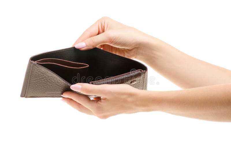 Woman Holding an Empty Wallet, she Hasn`t Money Stock Image - Image of ...