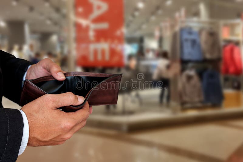 Empty wallet in hand. stock image. Image of failure, brown - 94963391