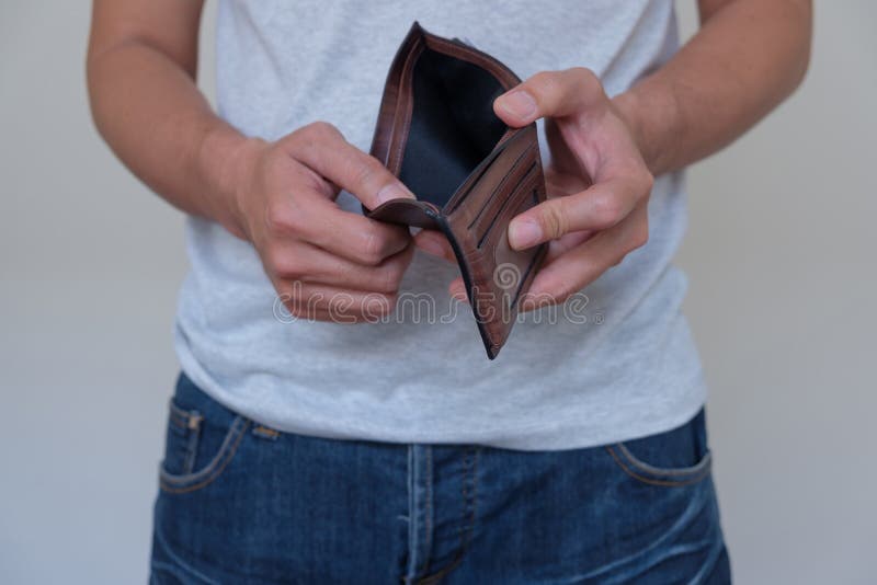 Empty wallet in hand stock photo. Image of impecunious - 159452934