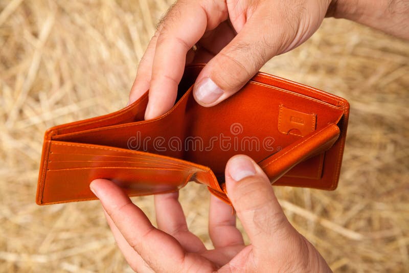 Crying Little Girl and Empty Wallet Stock Photo - Image of purse ...