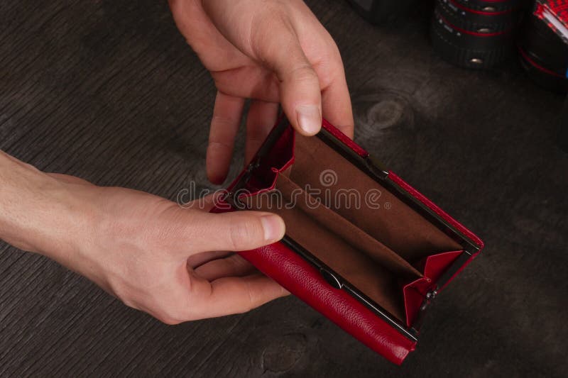 Empty wallet in hands stock image. Image of businessman - 174348439