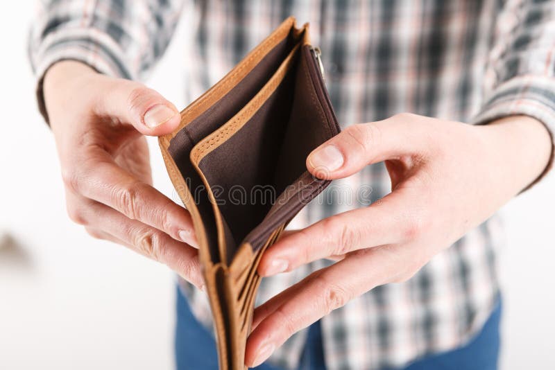 Empty Wallet in the Hands of an Elderly Man Stock Image - Image of ...
