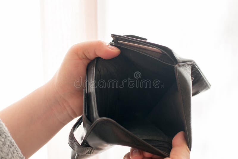 Empty Wallet in the Hands of a Young Girl, the Theme of Poverty Stock ...