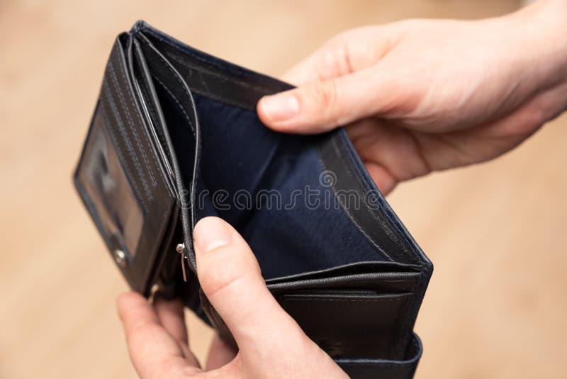 Empty Wallet Held in Hands. Lack of Money, Poverty Stock Image - Image ...