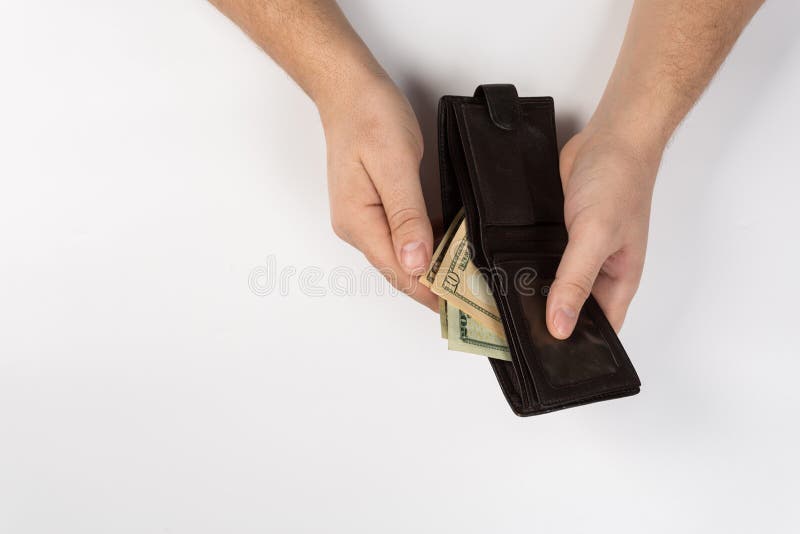 Empty wallet in his hands stock photo. Image of finance - 138745554