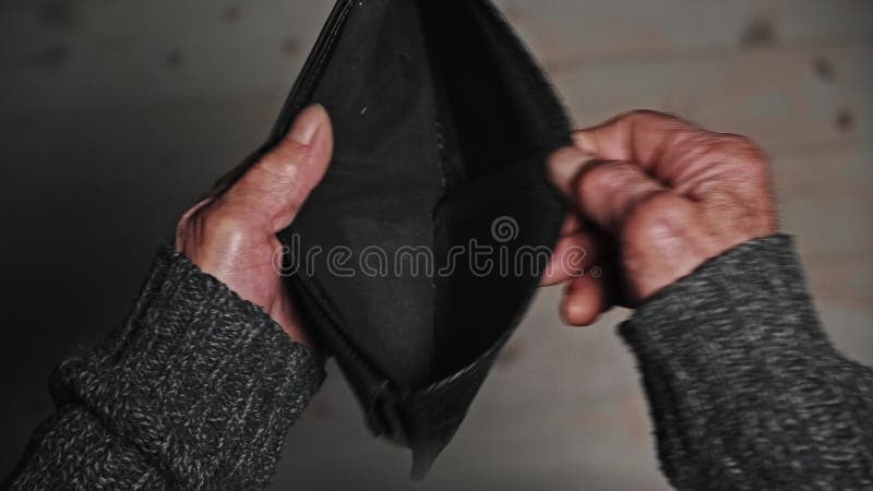 Empty Wallet in Senior Hands, Opens and Empty, No Money. Poverty in ...