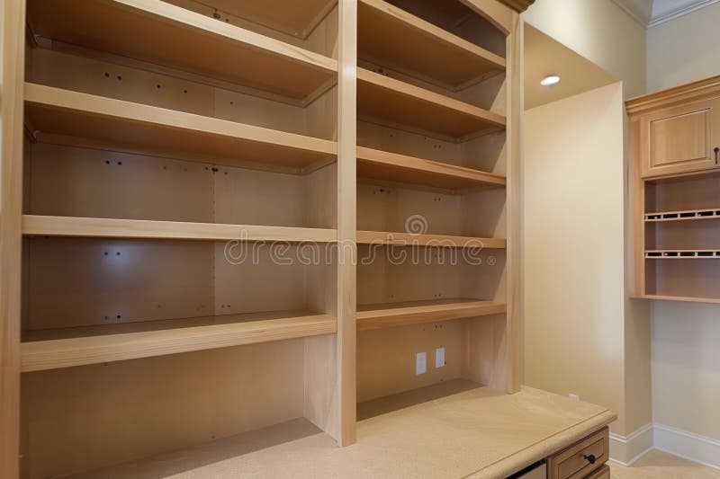 Empty Wallmounted Pantry Cabinets in a Kitchen Stock Photo - Image of ...