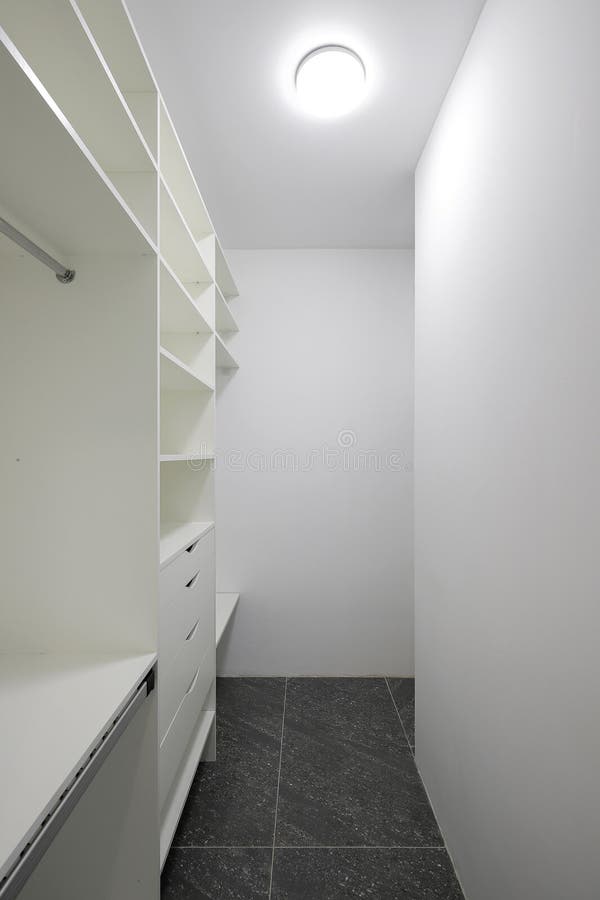 Empty New Room with Sliding Wardrobe Stock Photo - Image of living ...