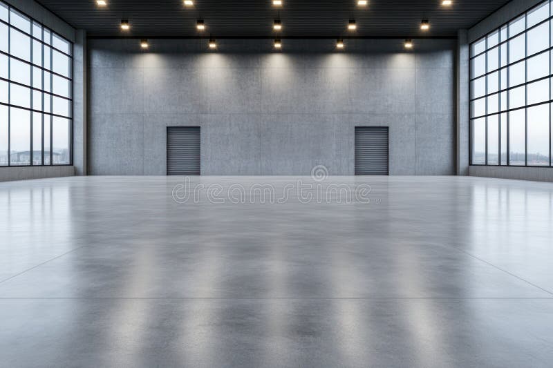 Empty Warehouse with Abundant Windows and Large Hangar Building with ...
