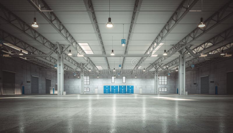 Empty Warehouse with Concrete Floor Stock Illustration - Illustration ...