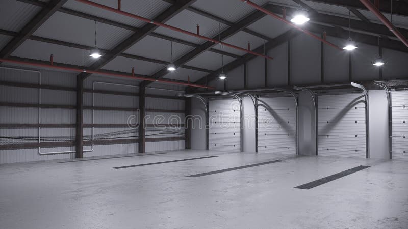 Empty Warehouse with Concrete Floor. 3d Rendering Stock Photo - Image ...