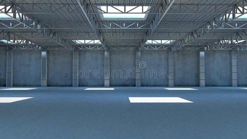 Empty Warehouse. 3d Illustration Stone Building with Light Stock ...