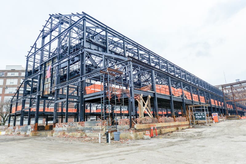 Empty Warehouse/factory Shell Under Construction. Stock Image - Image ...