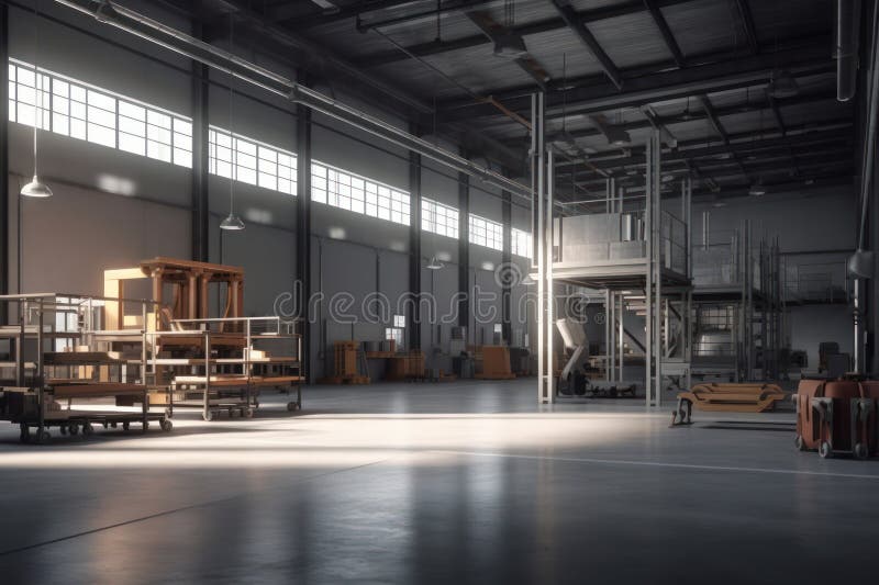 Empty Warehouse Hangar Generative Ai Stock Illustration - Illustration ...