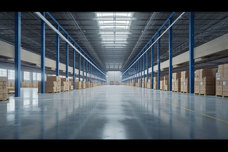 Empty Warehouse in Logistic Center Generative AI. Stock Illustration ...