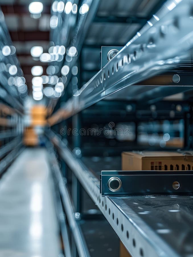 Empty Warehouse Shelves in a Large Industrial Facility. Stock Photo ...