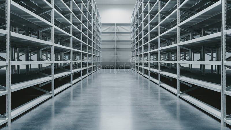 Empty Warehouse Shelves with No Products Stock Illustration ...