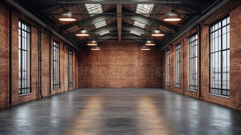 Empty Warehouse Space with High Ceilings and Exposed Ductwork, Ideal ...