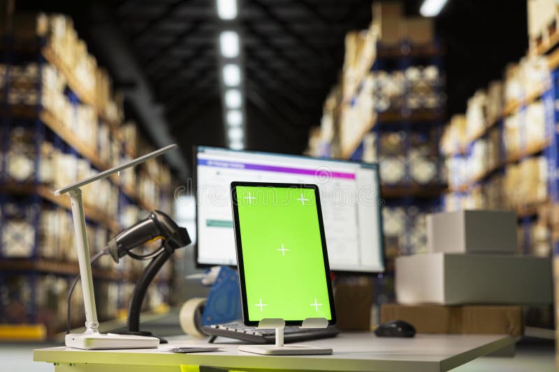 Empty Warehouse Space Shows Isolated Chroma Key Display on Pc Stock ...