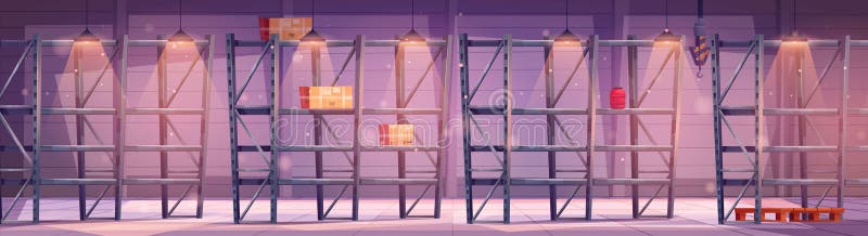 Empty Warehouse Storage with Pallet and Box Rack Stock Vector ...