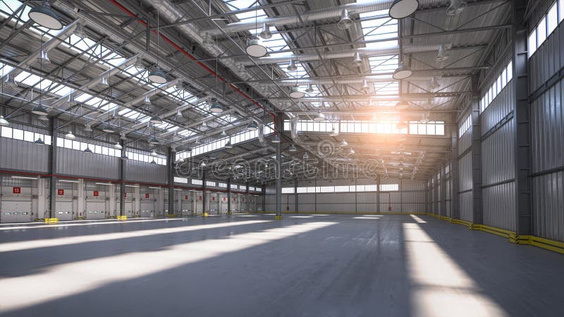 Empty Warehouse or Storehouse in Daylight Stock Illustration ...