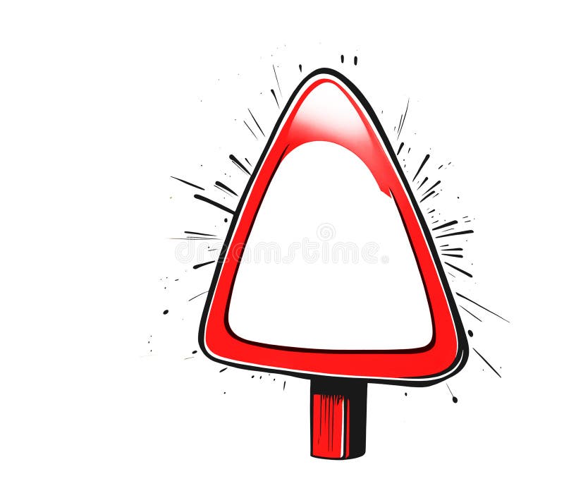 Empty Warning Road- Sign. Cartoon with Perspective Stock Illustration ...