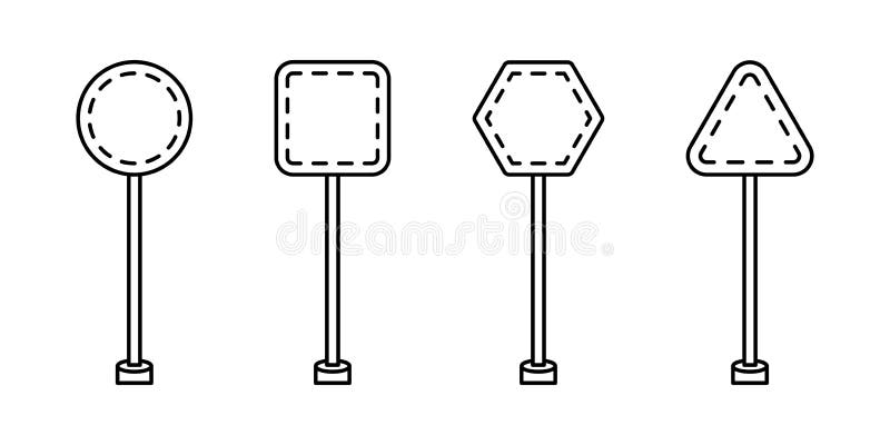 Empty Warning Sign Templates Set. Triangle, Square or Rhombus, Round ...