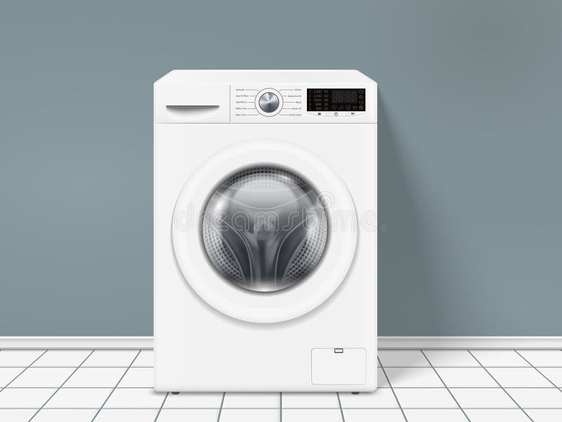 Empty Washer Machine in Laundry Room Stock Vector - Illustration of ...