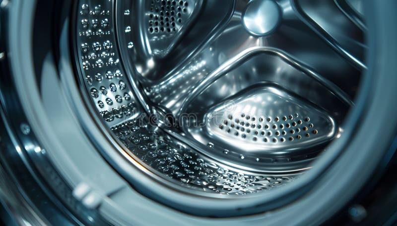 Empty Washing Machine Drum, Closeup View. Laundry Day Stock Image ...