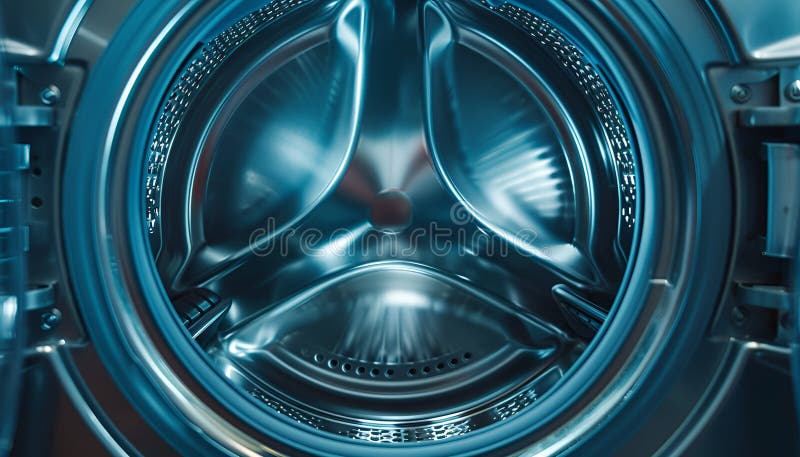 Empty Washing Machine Drum, Closeup View. Laundry Day Stock Image ...