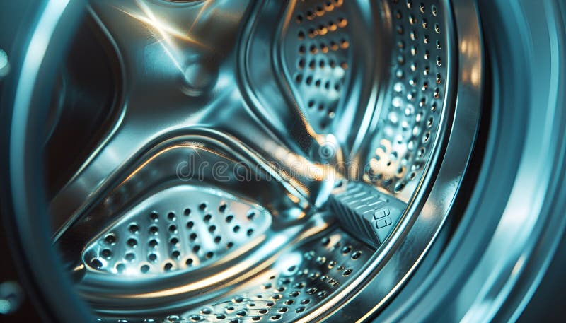 Empty Washing Machine Drum, Closeup View. Laundry Day Stock Image ...