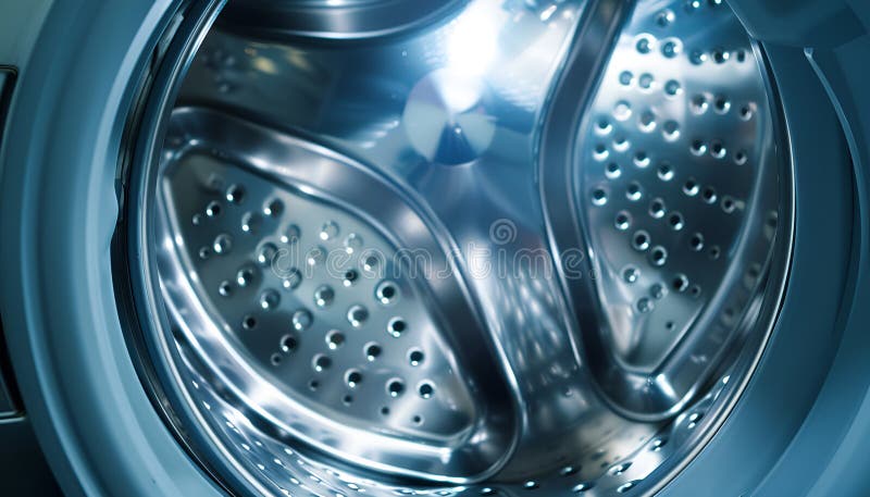 Empty Washing Machine Drum, Closeup View. Laundry Day Stock Image ...