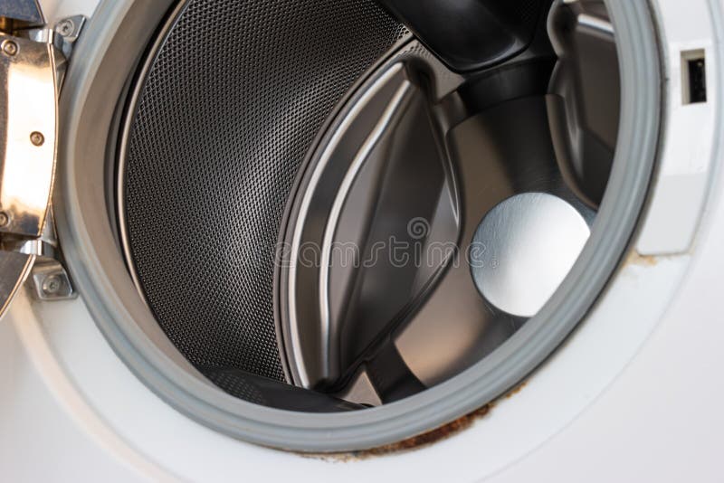 Empty Washing Machine Loading Drum Close Up Shot, No People Stock Photo ...