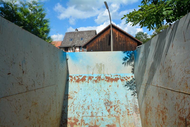 Empty Waste Container with Sky Stock Image - Image of yard, trees ...