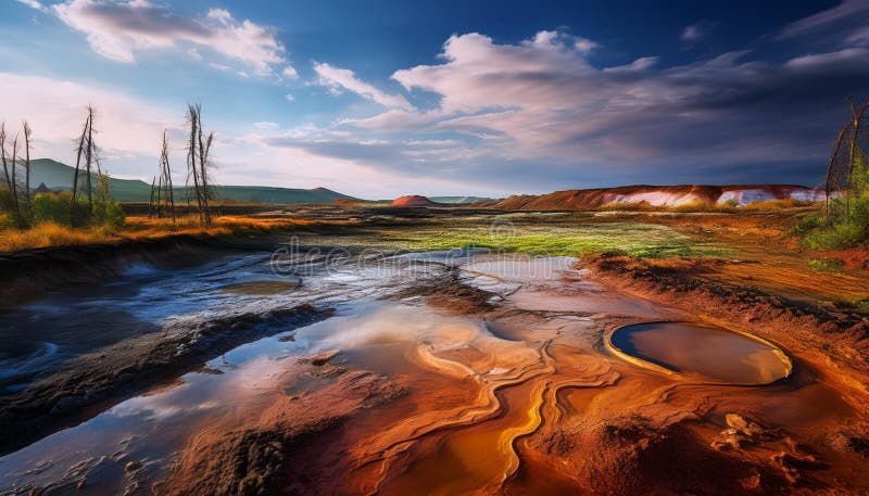 Empty Wasteland Scenery, AI Generated Stock Illustration - Illustration ...