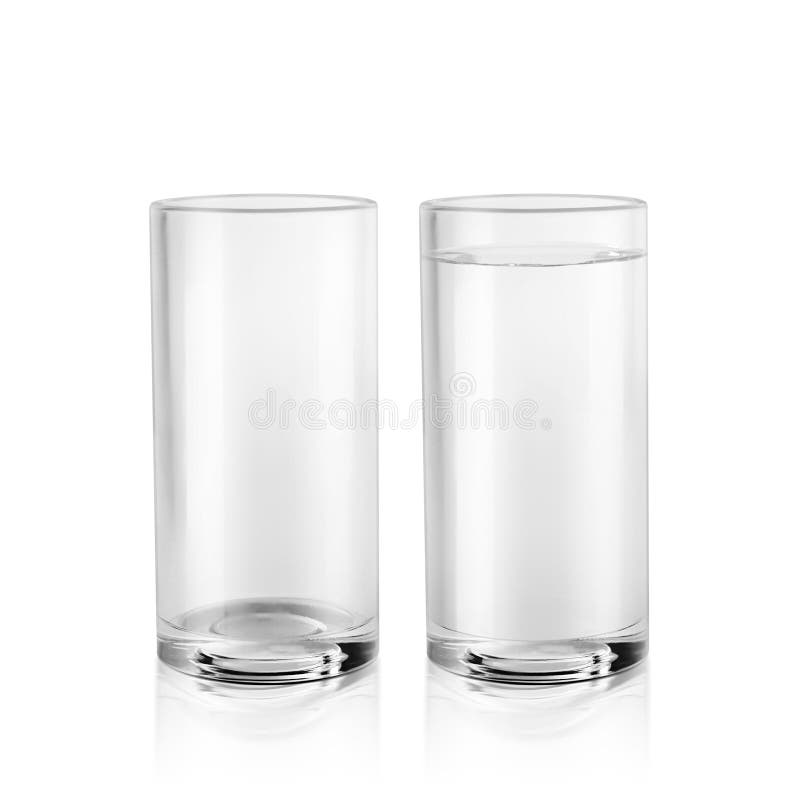 Empty Water Glass and Glass of Still Water Isolated on White Background ...