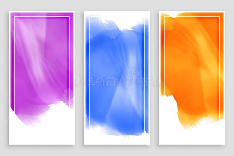 Empty Watercolor Banners Set Design Stock Vector - Illustration of ...