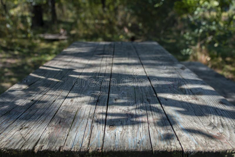 Empty Weathered Wood Boards Table, Perspective Side View Empty Backdrop ...