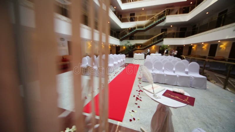 Empty Wedding Ceremony Hall with a Table for Stock Video - Video of ...