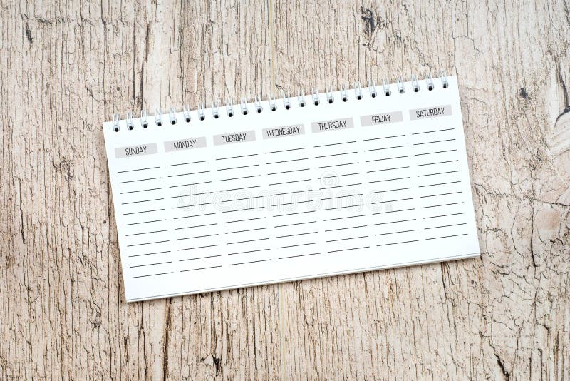 Empty Week Planner on White Wooden Table Stock Image - Image of ...